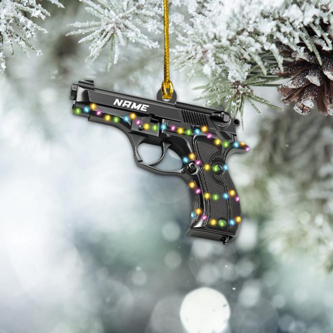 Personalized Pistol Ornament, Pistol Christmas Ornament, Pistol Hanging ...
