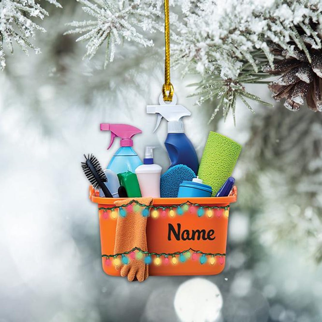 Personalized Cleaning Basket Ornament, Janitor Cleaning Basket ...