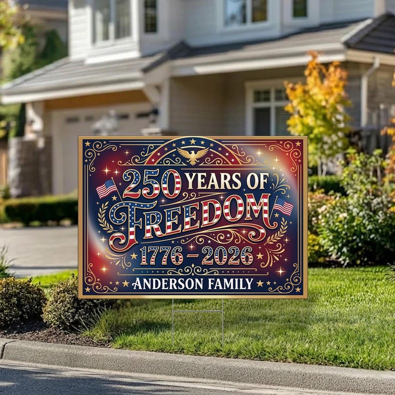 Personalized 250 Years of Freedom Yard Sign American 250th Anniversary ...