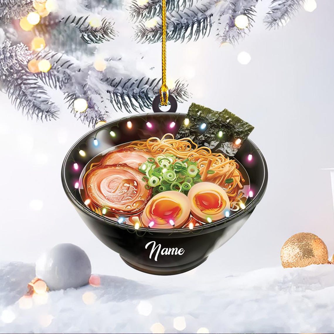 Personalized 2D Flat Ramen Noodle Ornament, Ramen Christmas Decor ...