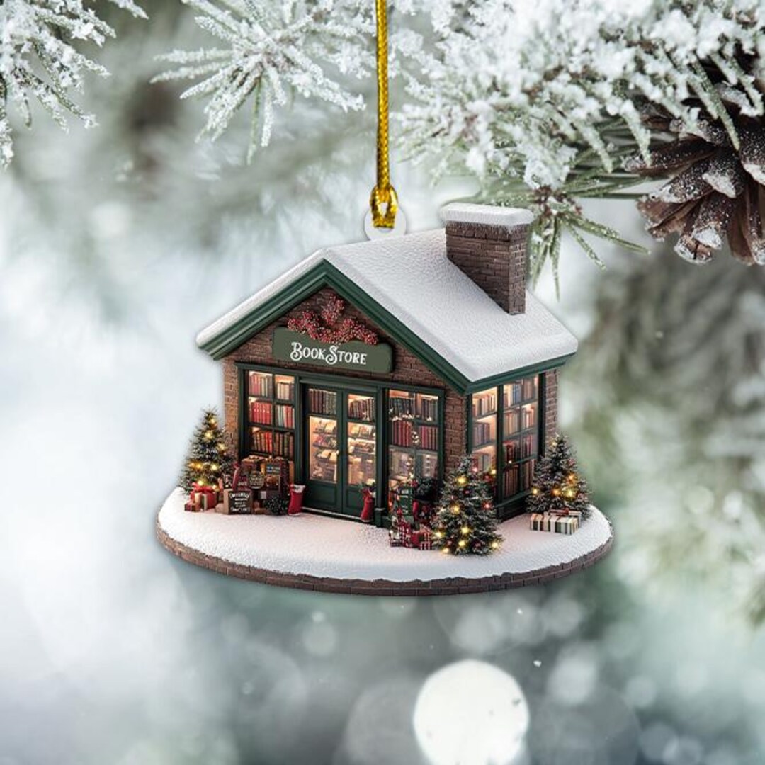 Personalized Bookstore Christmas Ornament, Reading Books Christmas ...