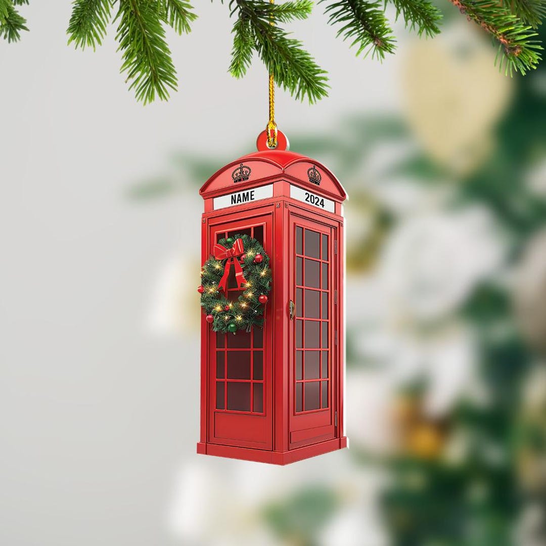 Personalized 2D Flat Telephone Booth Ornament, Telephone Booth ...