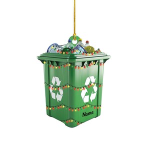 Personalized Recycling Bin Ornament Trash Can Christmas Ornament ...