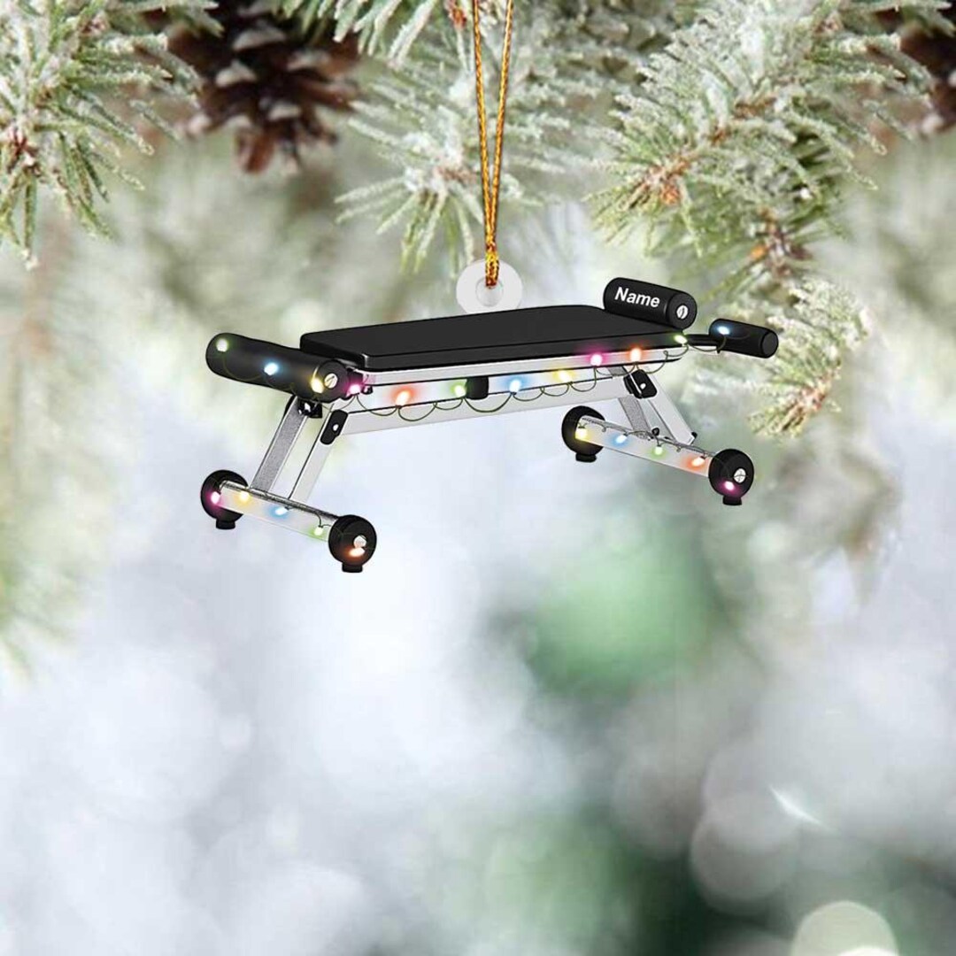 Personalized Exercise Bench Ornament, Gym Bench Christmas Ornament, Gym ...
