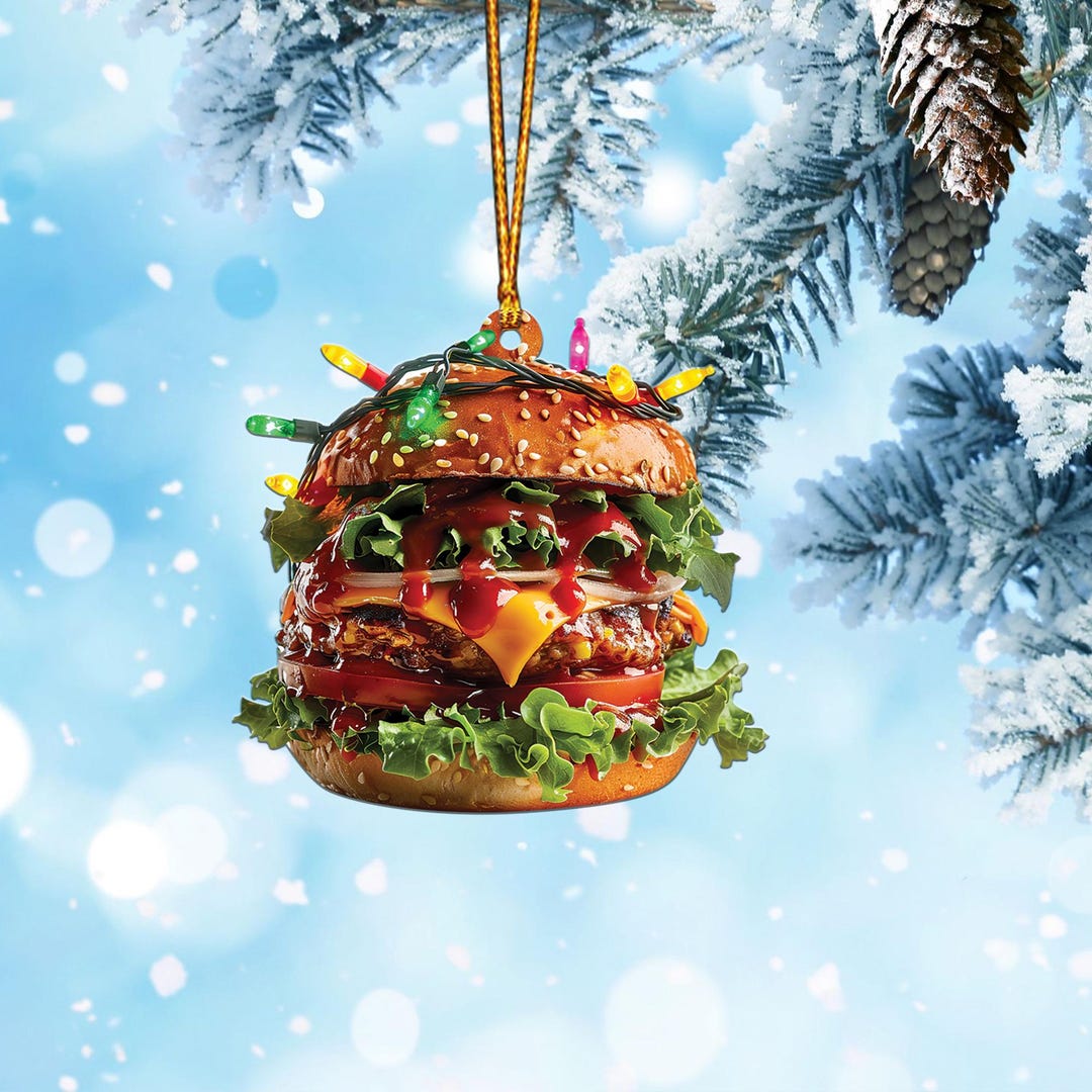 Personalized Hamburger Ornament, Hamburger Christmas Ornament, Fast ...