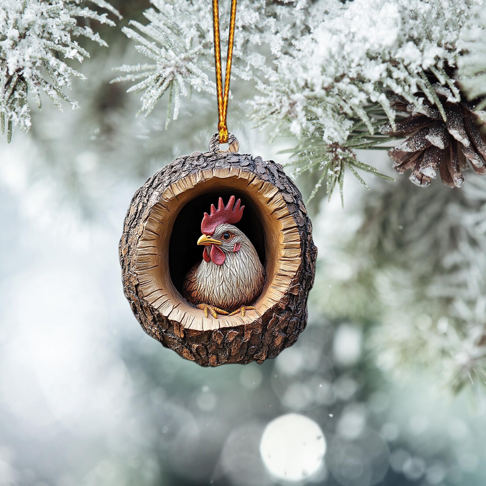 Rooster 2D Flat Ornament, Rooster Christmas Ornament, Rooster Rearview ...