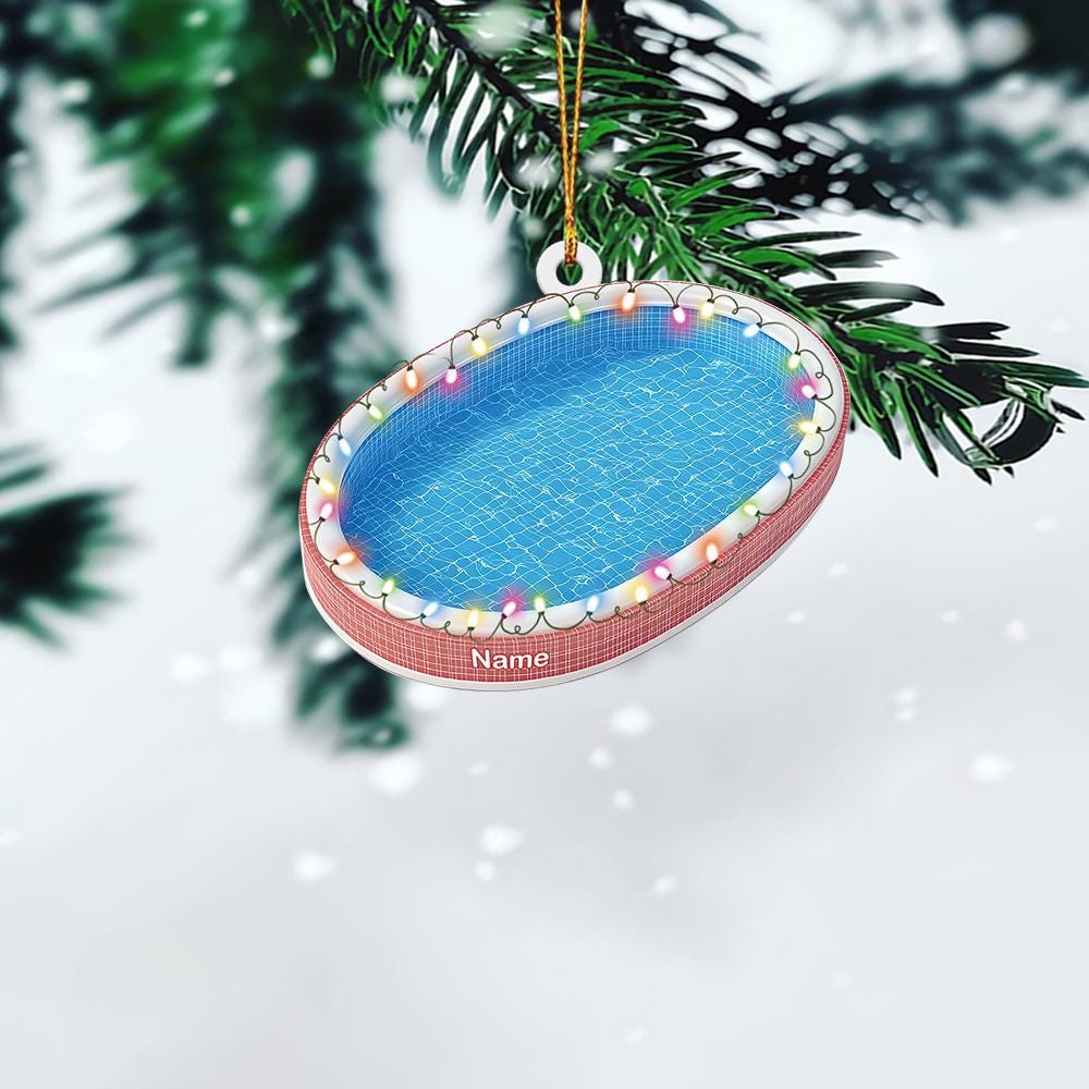 Personalized Swimming Pool Ornament, Swimming Pool Christmas Ornament ...