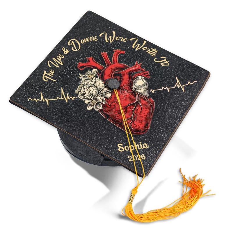 Anatomical Heart Nursing Graduation Cap Topper, Custom ICU Nurse Grad ...