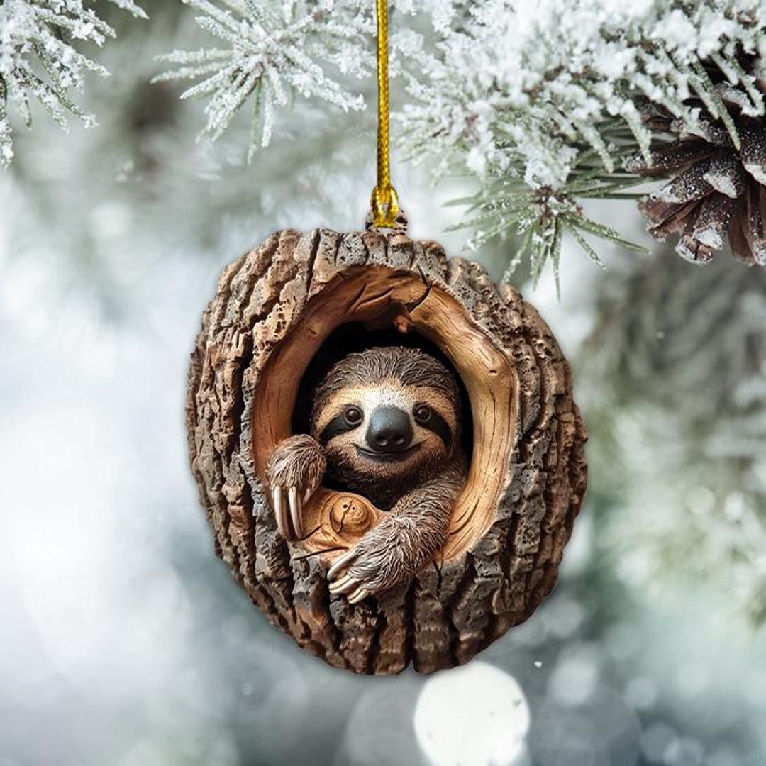 Sloth 2D Flat Ornament, Sloth Christmas Ornament, Sloth Rearview Mirror ...