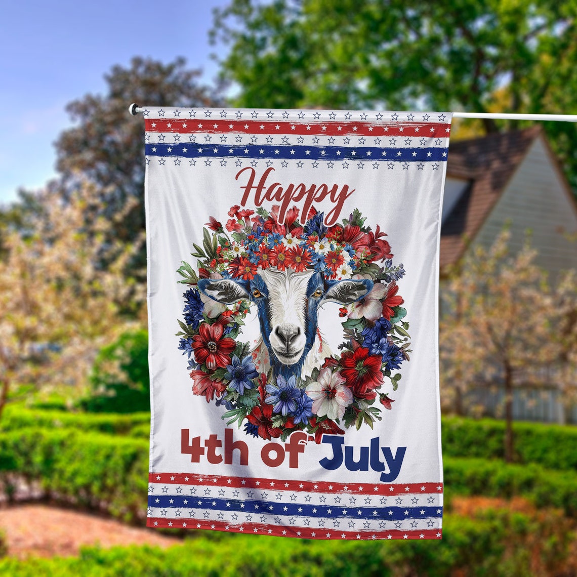 Goat Happy Independence Day Flag Double-sided Flag,goat 4th of July ...