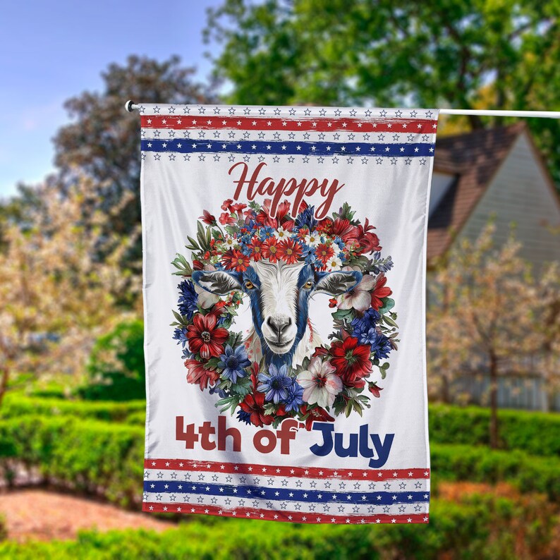 Goat Happy Independence Day Flag Double-sided Flag,goat 4th of July ...