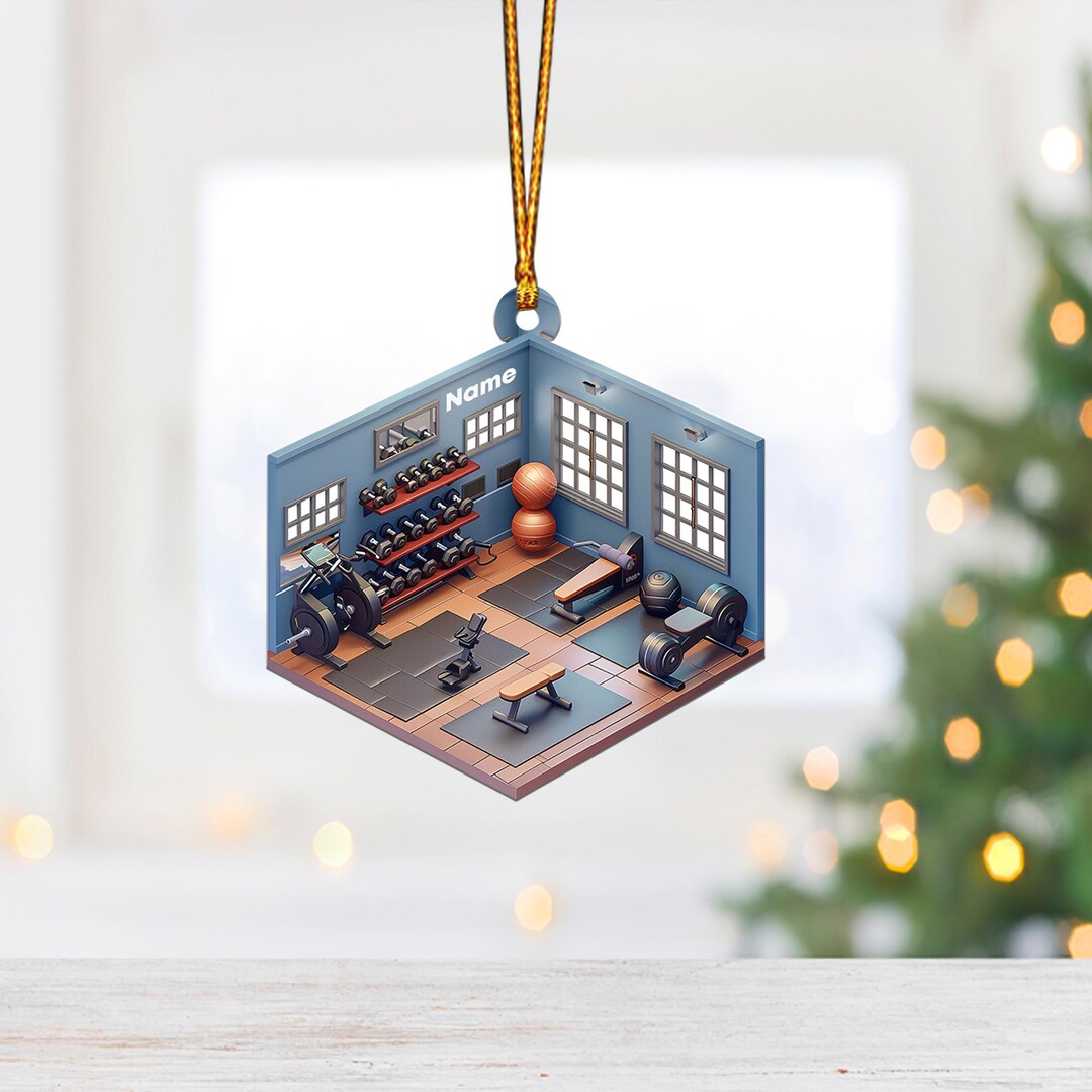Gym Room 2D Flat Christmas Ornament, Christmas Tree Decor, Loved ...