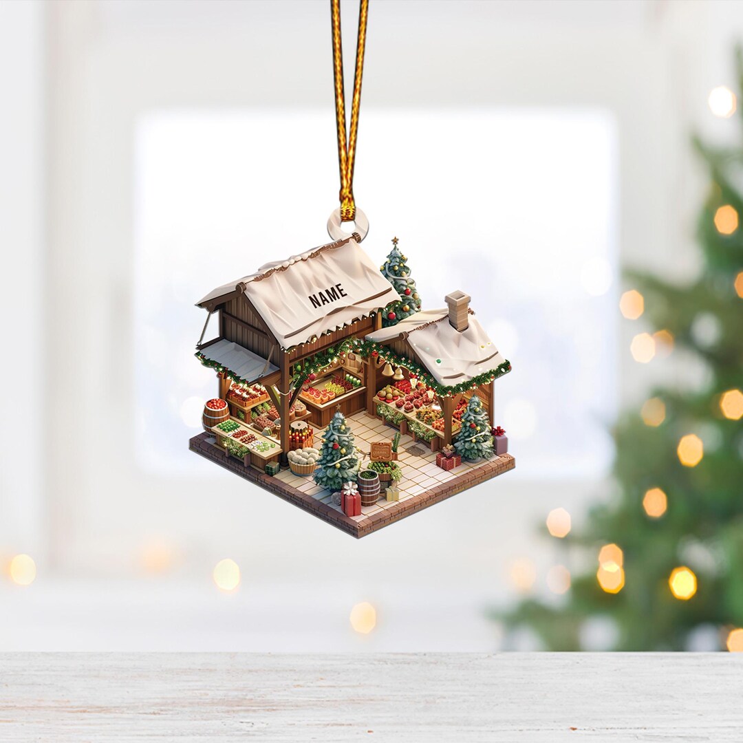 Personalized Market Stand 2D Flat Christmas Ornament, Market Stand Car ...
