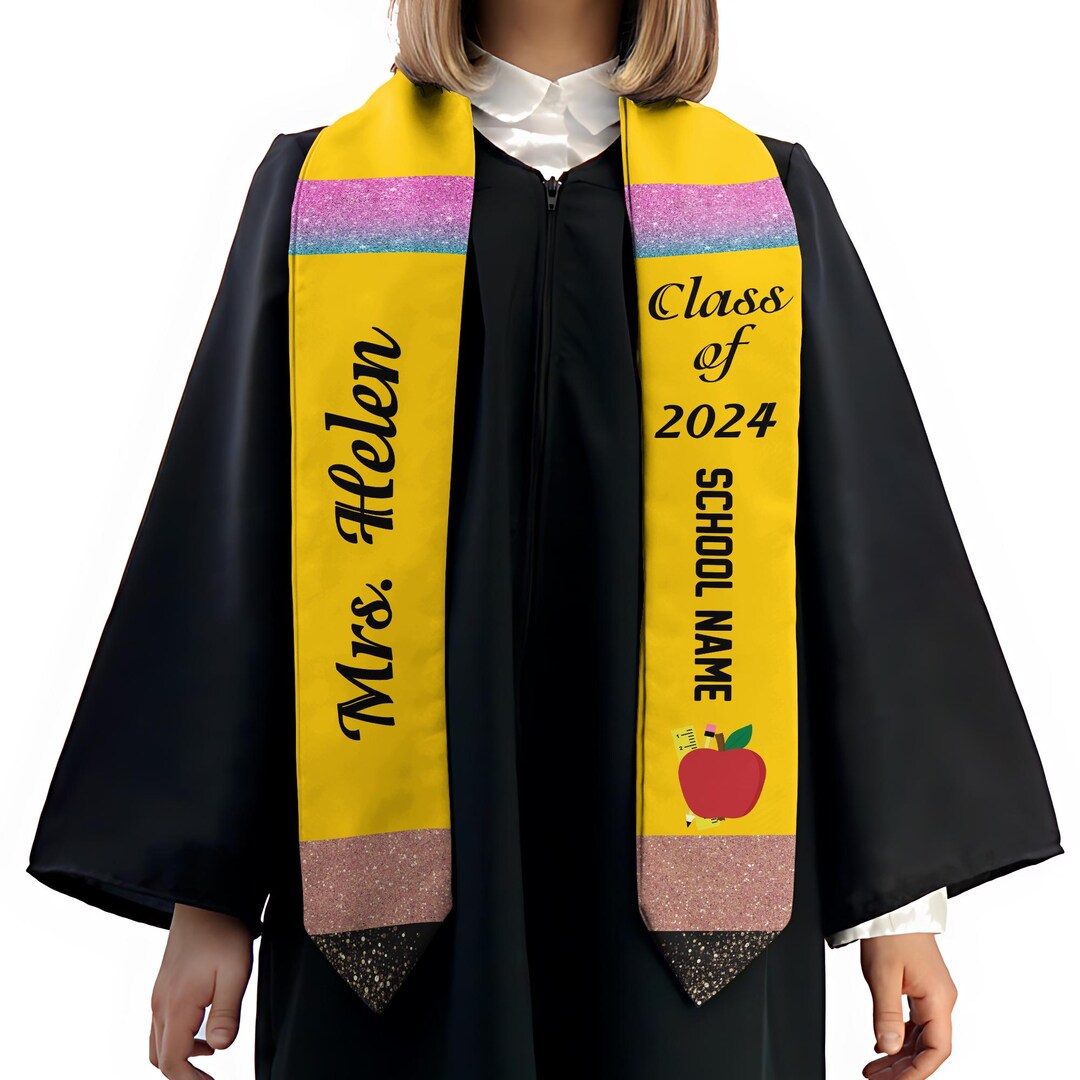 Personalized Teacher Stole, Custom Teacher Graduation Stole, Pencil ...