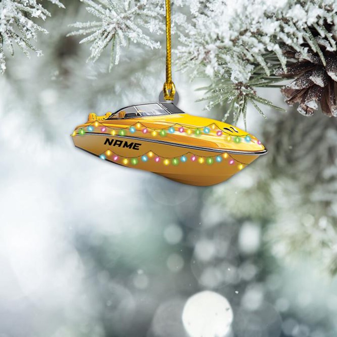 Personalized Speed Boat Christmas Ornament, Speedboat Christmas ...