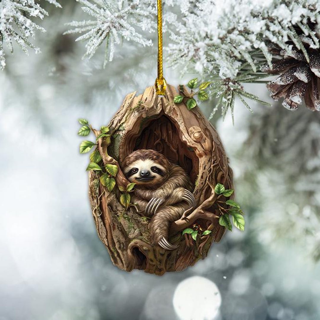 Sloth 2D Flat Ornament, Sloth Christmas Ornament, Sloth Rearview Mirror ...