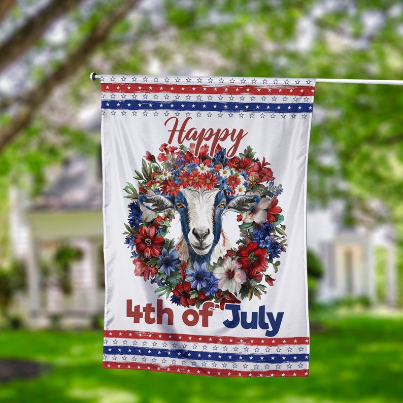 Goat Happy Independence Day Flag Double-sided Flag,goat 4th of July ...