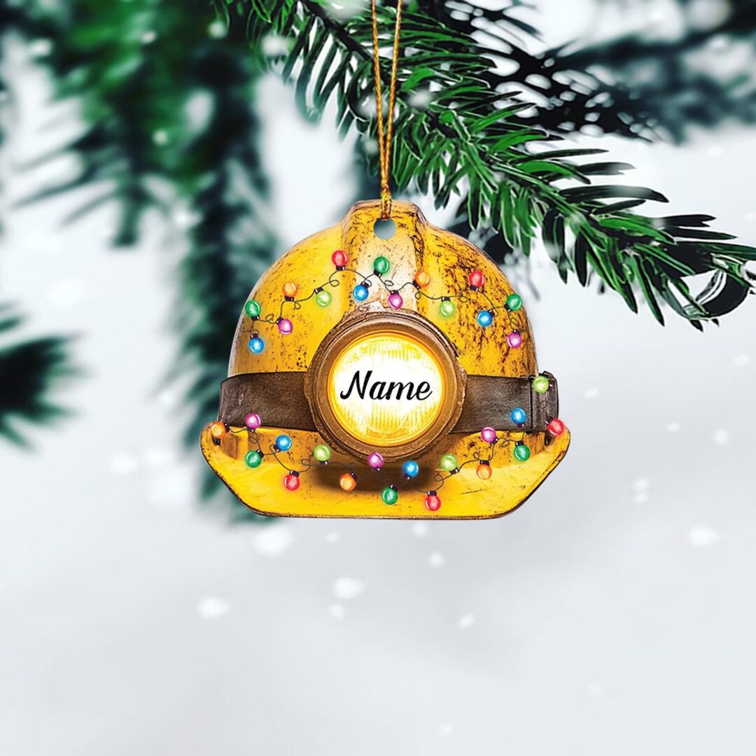 Personalized Miner Helmet Ornament, Miner Helmet Christmas Ornament ...