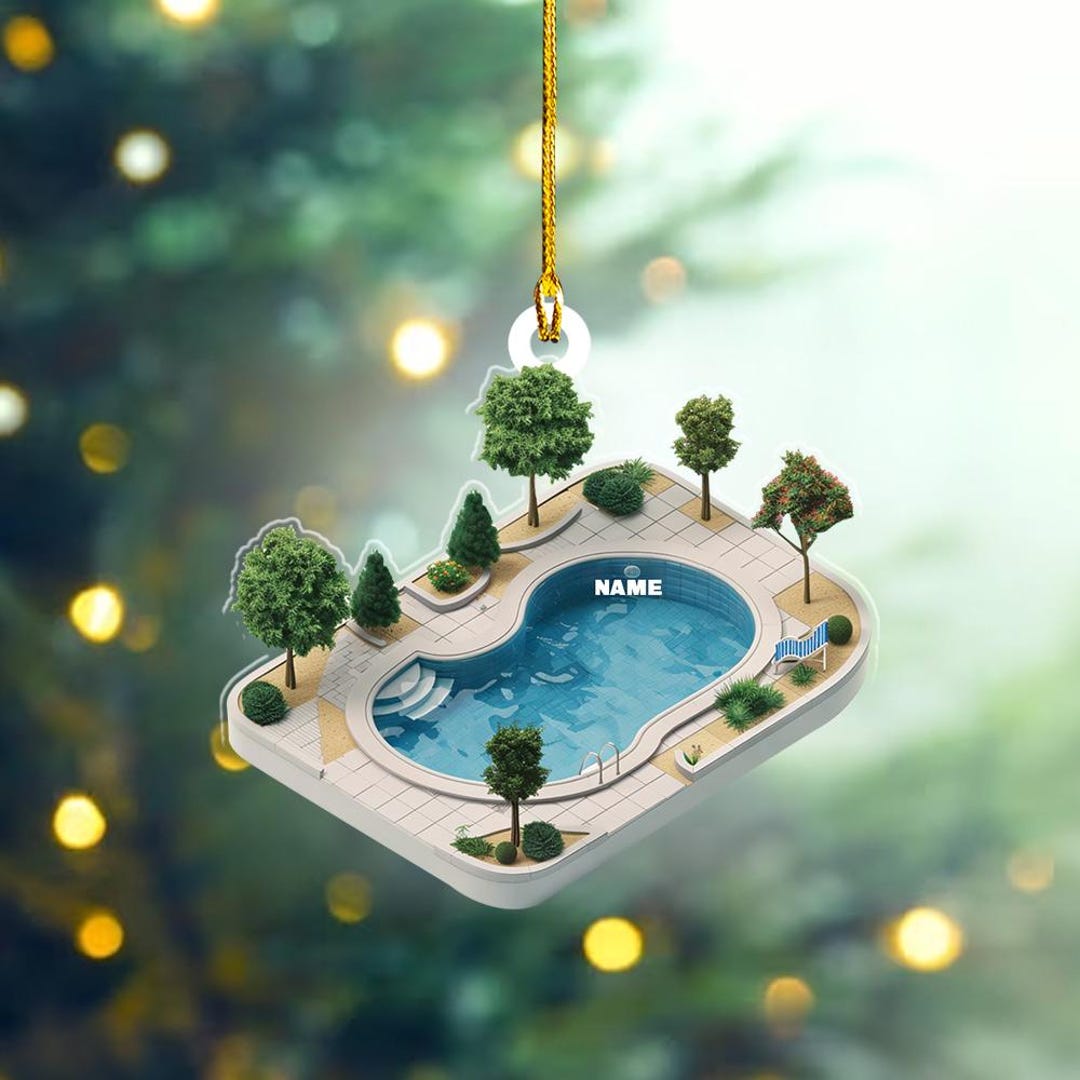 Personalized Swimming Pool Ornament, Swimming Pool Christmas Ornament ...