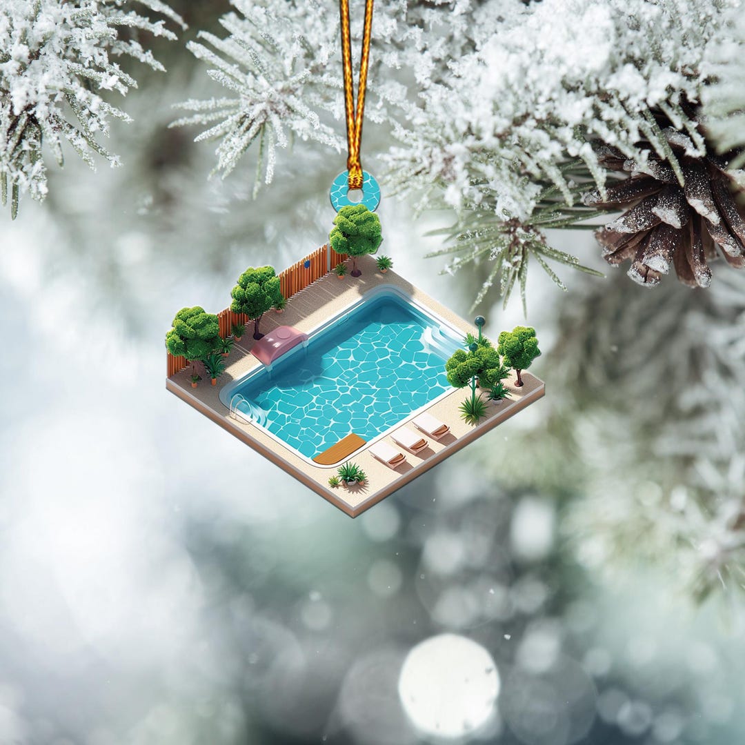 Personalized Swimming Pool Ornament, Swimming Pool Christmas Ornament ...
