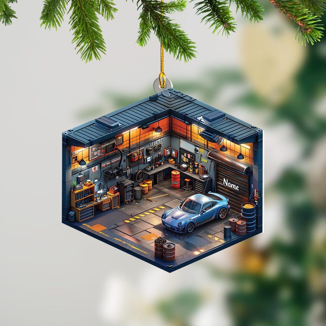 Car Garage Christmas Ornament, Car Garage Gift, Auto Repair Shop, Car ...