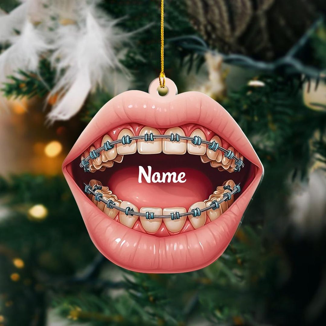 Personalized Dental Braces Christmas Ornament, Funny Tooth Ornament, 2D ...