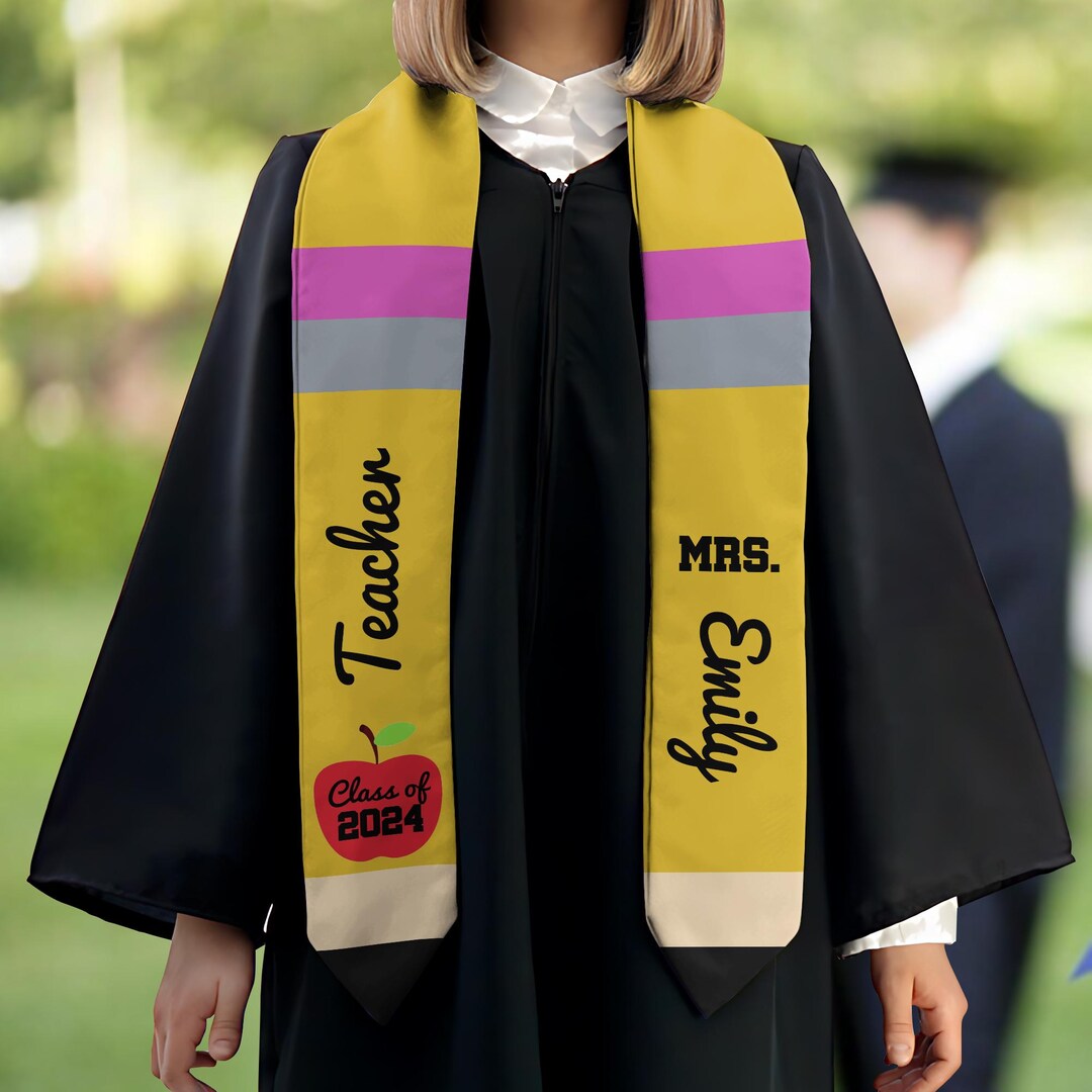 Personalized Teacher Stole, Custom Teacher Graduation Stole, Pencil ...