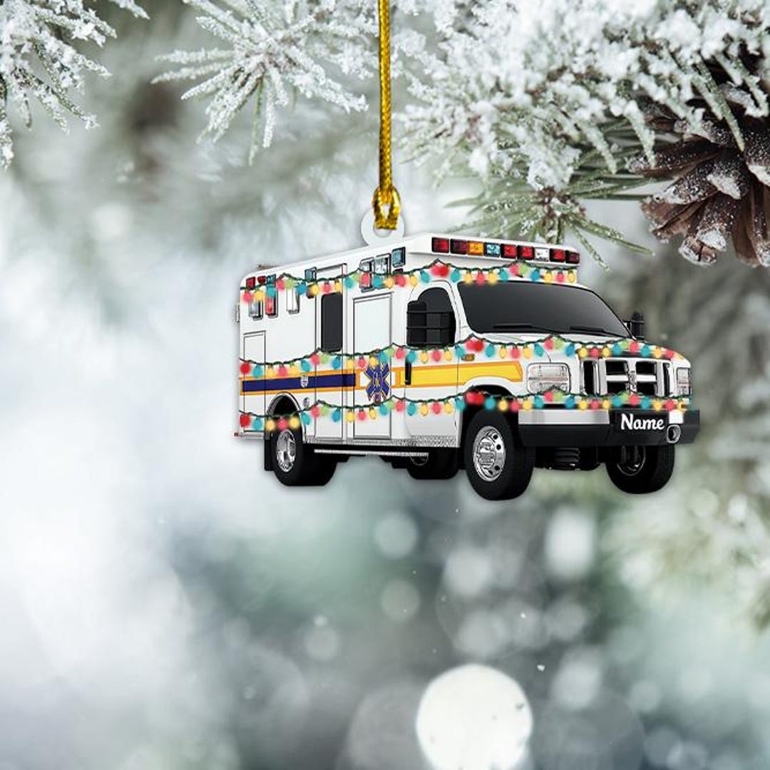 Personalized Ambulance Ornament, Ambulance Car Christmas Ornament ...