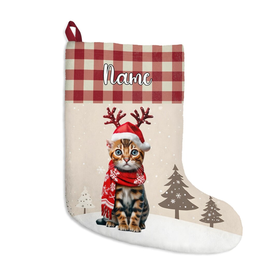 Personalized Bengal Cat Stocking, Cat Christmas Stockings, Cat Holiday ...