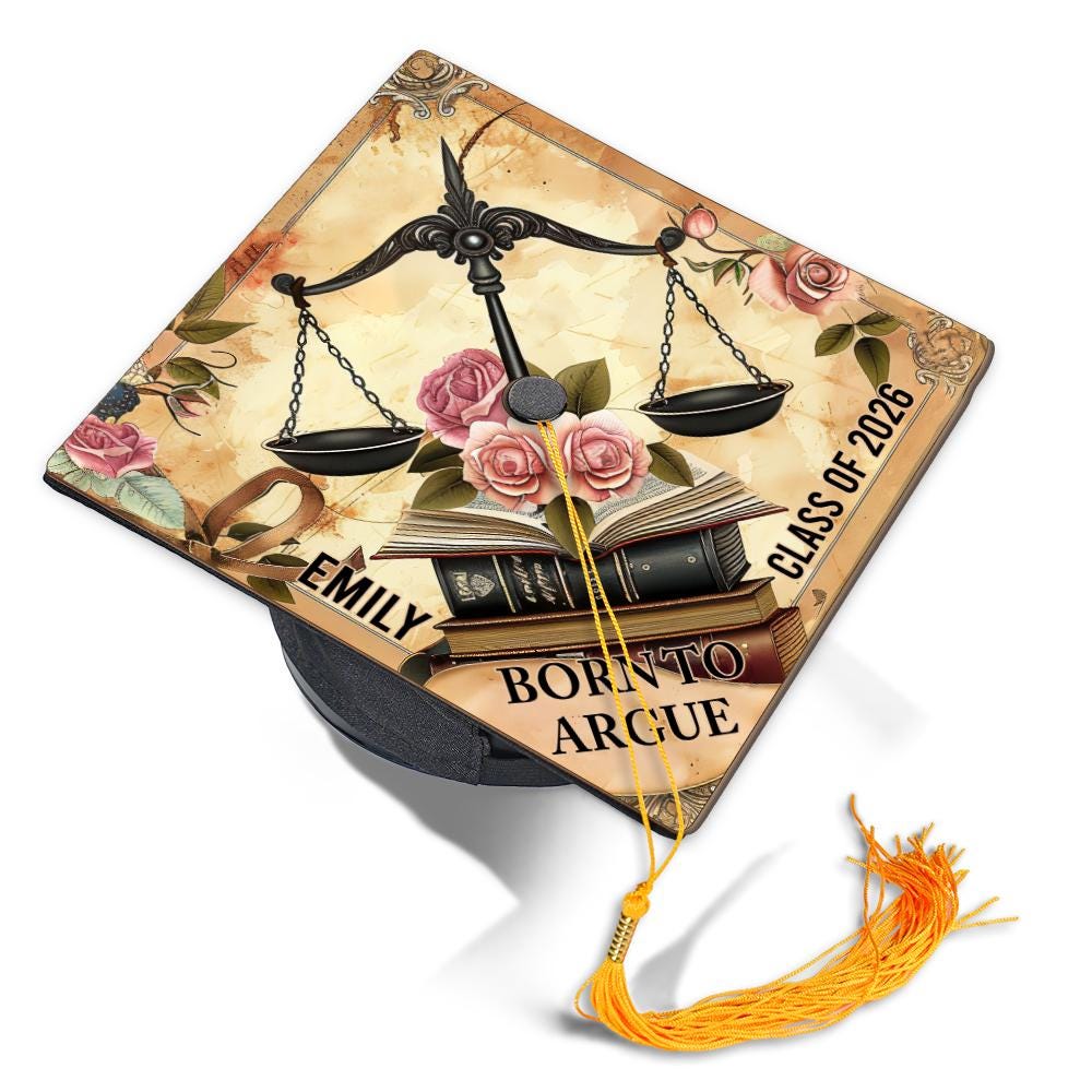 Personalized Born to Argue Graduation Cap Topper, Custom Law School ...