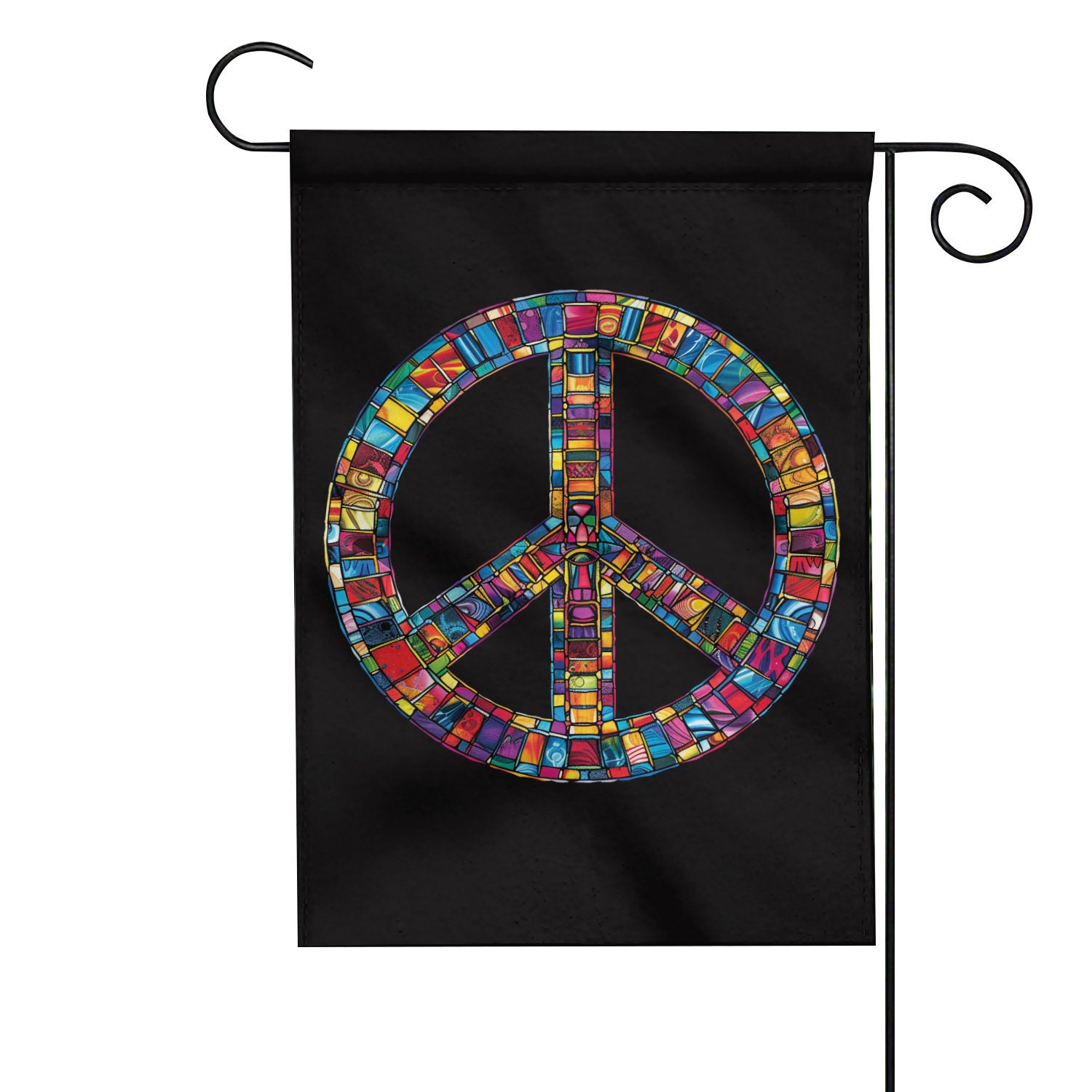 Stained Glass Peace Sign Garden Flag, Peace Garden Flag, Spring Garden ...