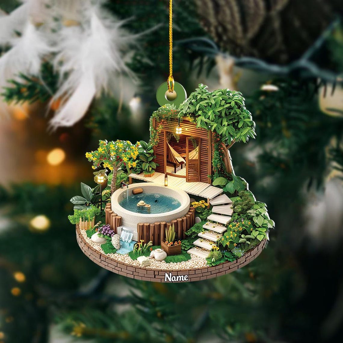 Personalized Jacuzzi Ornament, Spa 2D Flat Christmas Ornament, Hot Tub ...