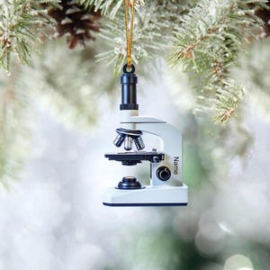 Personalized Microscope Ornament, Microscope Christmas Ornament ...