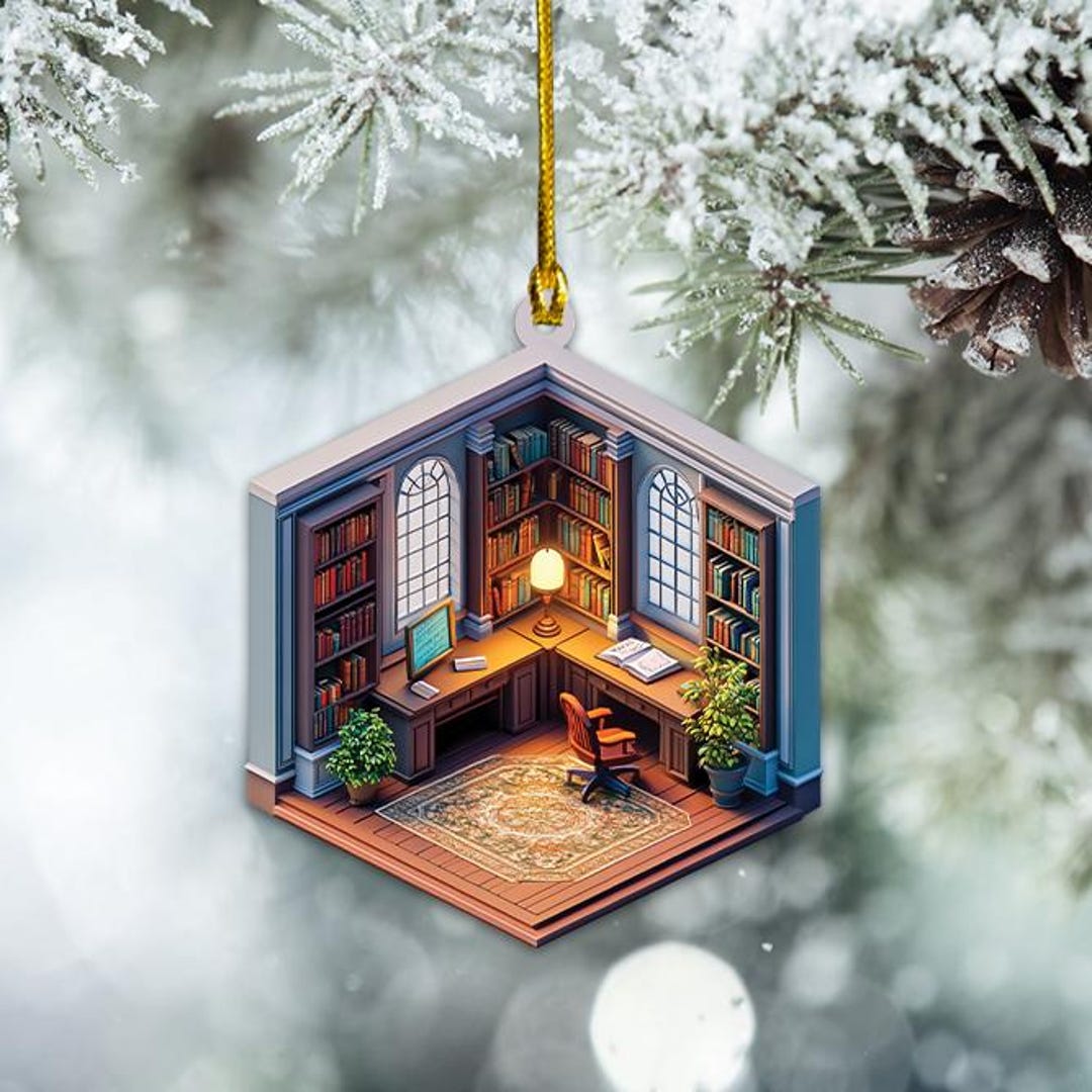 Reading Room Christmas Ornament, Bookstore Christmas Ornament ...