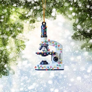 Personalized Microscope Ornament, Microscope Christmas Ornament ...