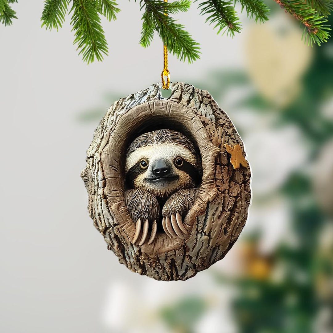 Sloth 2D Flat Ornament, Sloth Christmas Ornament, Sloth Rearview Mirror ...