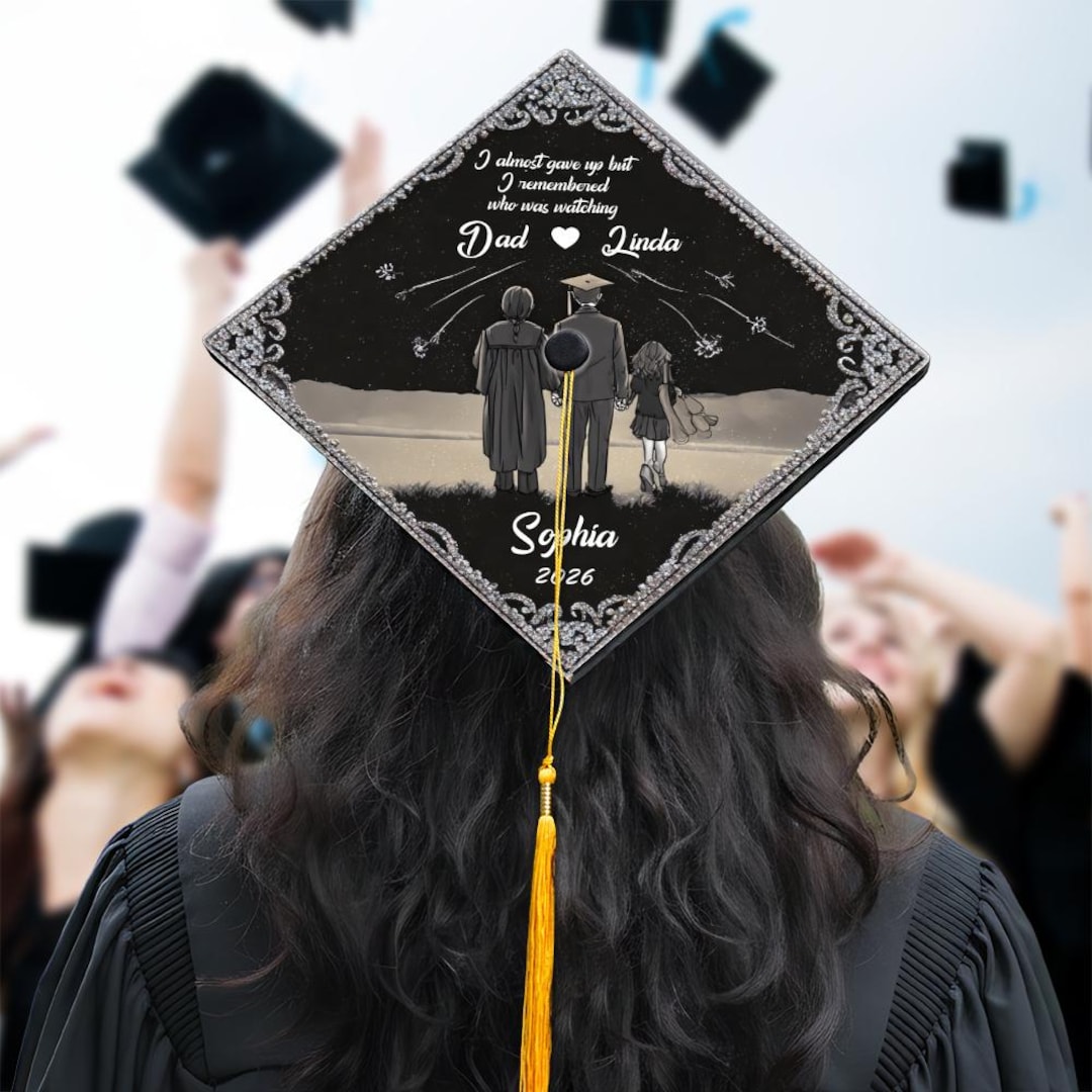 Personalized Family Tribute Graduation Cap Topper, Thank You Mom and ...