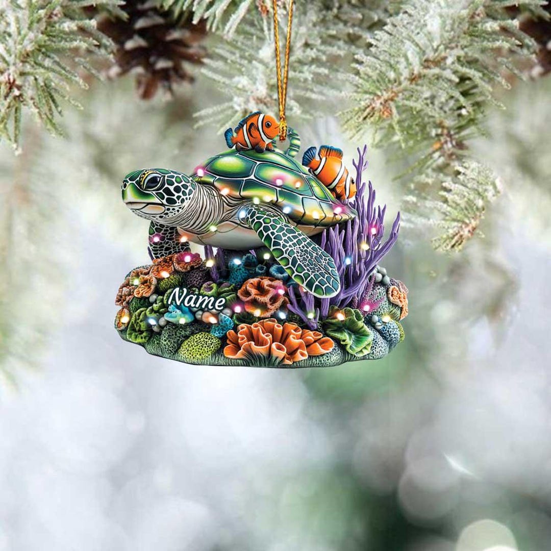 Personalized Turtle Ornament, Sea Turtle Christmas Ornament, Turtle ...