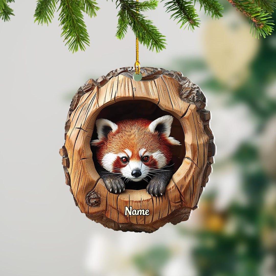 Red Panda 2D Flat Ornament, Red Panda Christmas Ornament, Red Panda ...