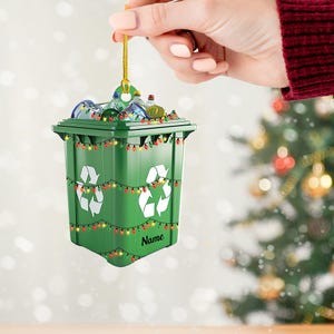 Personalized Recycling Bin Ornament Trash Can Christmas Ornament ...