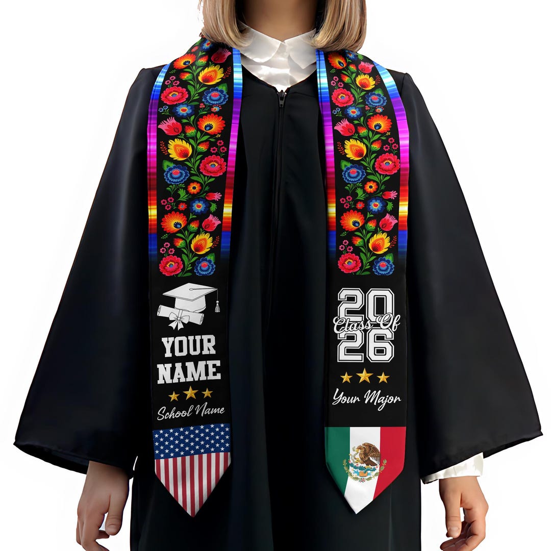 Personalized Mexican Stole, Custom Mexican Graduation Stole, Mexican ...