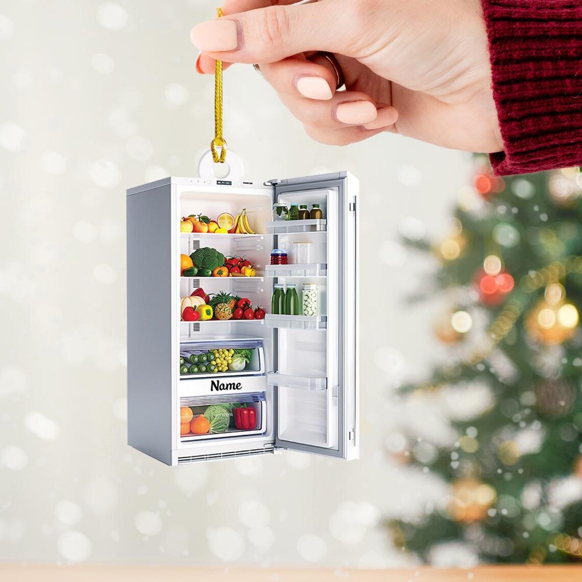 Custom Fridge Ornament, 2D Flat Refrigerator Christmas Ornament, Chef ...