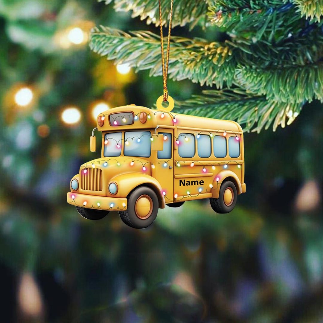 Personalized School Bus Ornament, School Bus Christmas Ornament, Bus ...