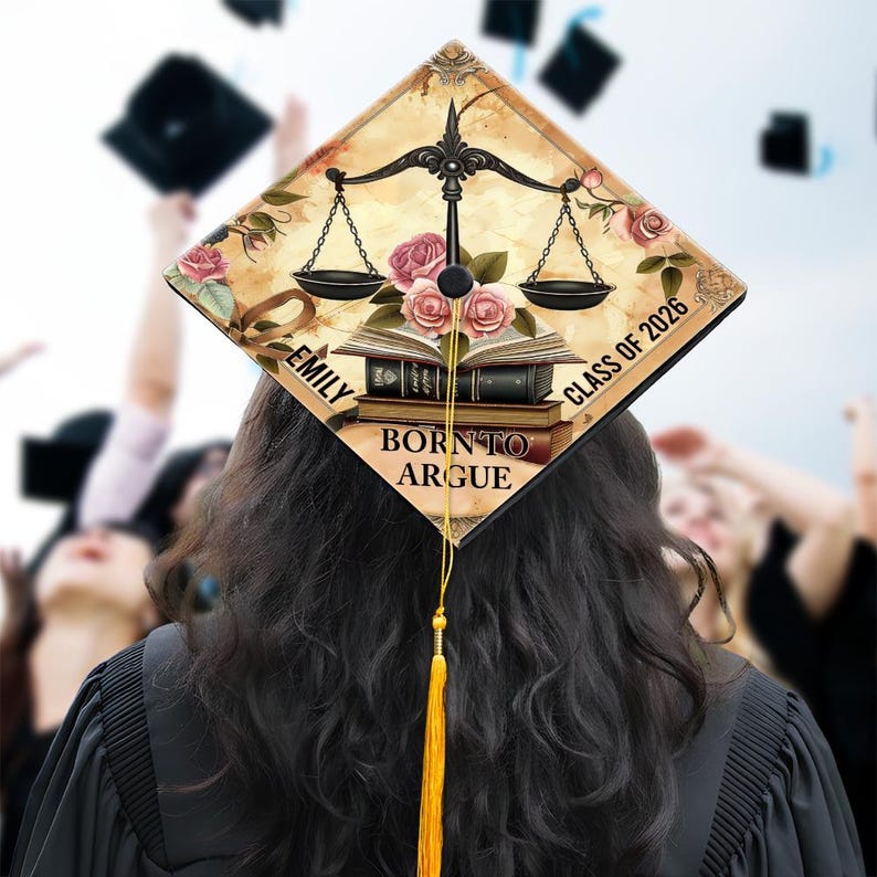 Personalized Born to Argue Graduation Cap Topper, Custom Law School ...