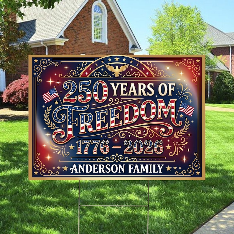 Personalized 250 Years of Freedom Yard Sign American 250th Anniversary ...