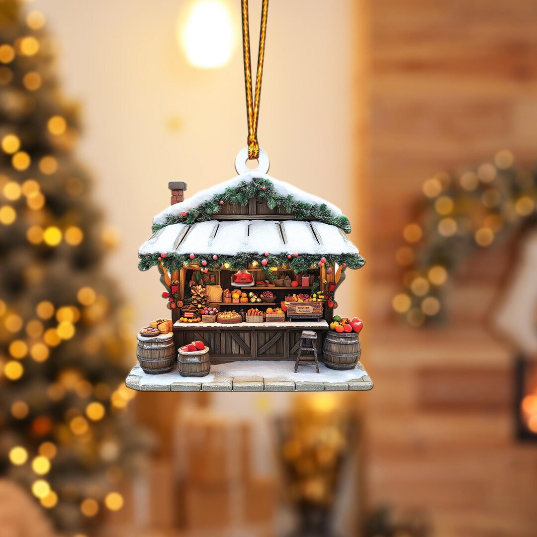 Personalized Market Stand 2D Flat Christmas Ornament, Market Stand Car ...