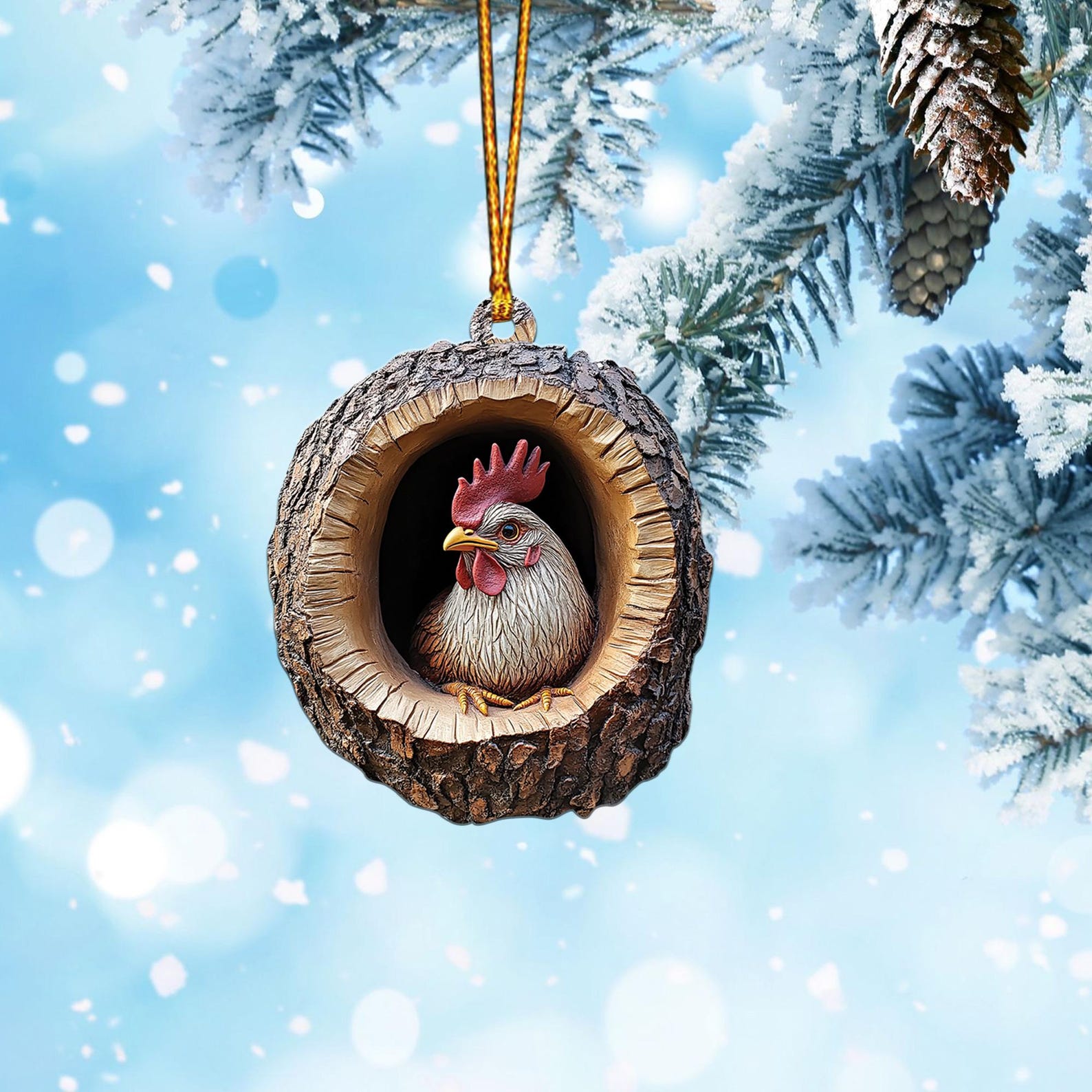 Rooster 2D Flat Ornament, Rooster Christmas Ornament, Rooster Rearview ...