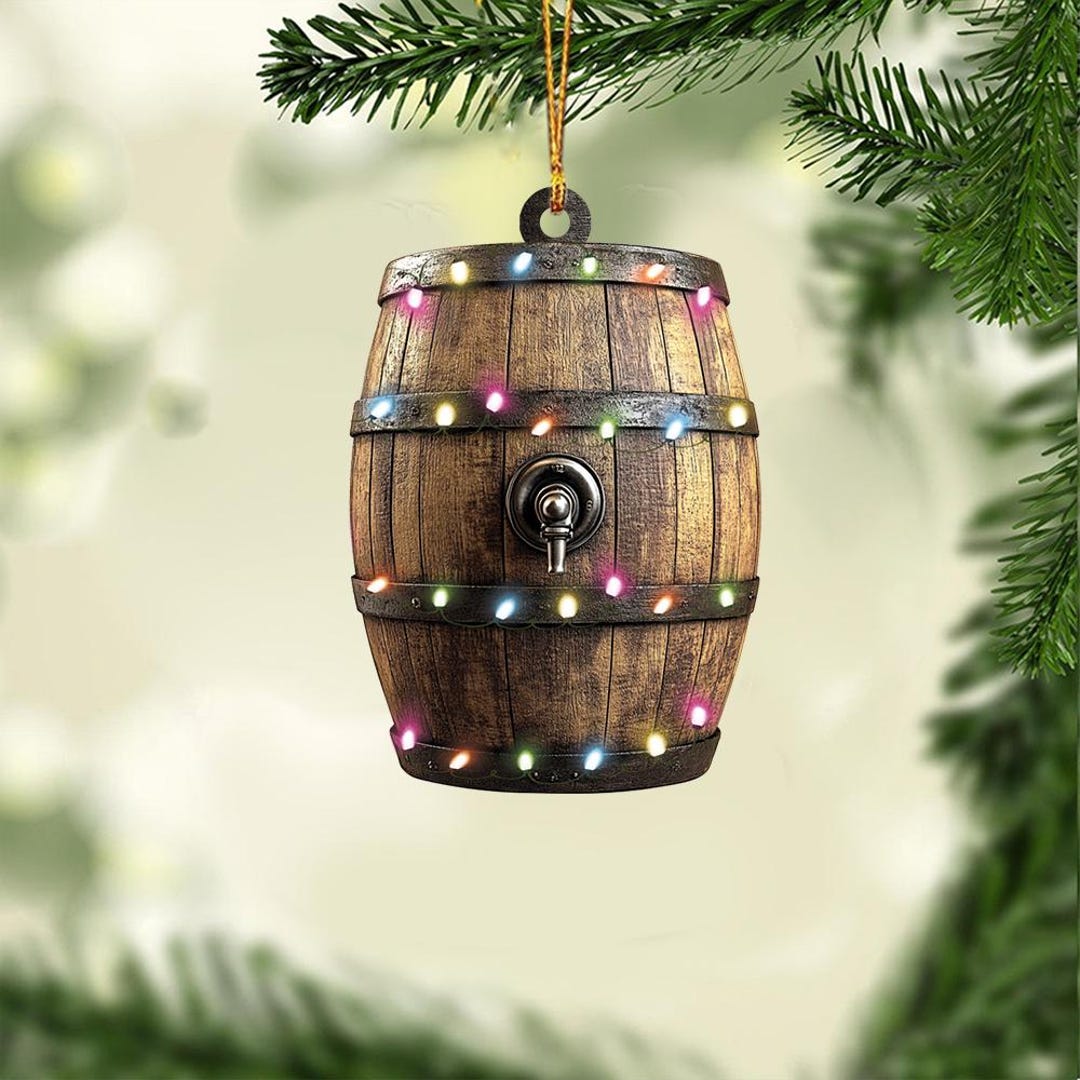 Personalized Oak Barrel Beer Ornament, Oak Beer Barrel Christmas ...