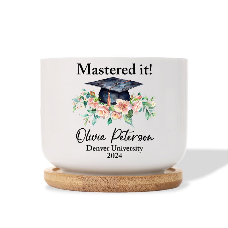 Personalized Graduation Ceramic Plant Pot, College Graduation Mini ...