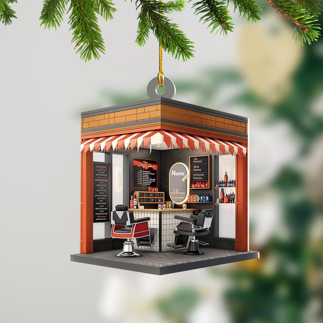 Personalized Barber Shop Hanging Ornament, Barber Shop Christmas Tree ...
